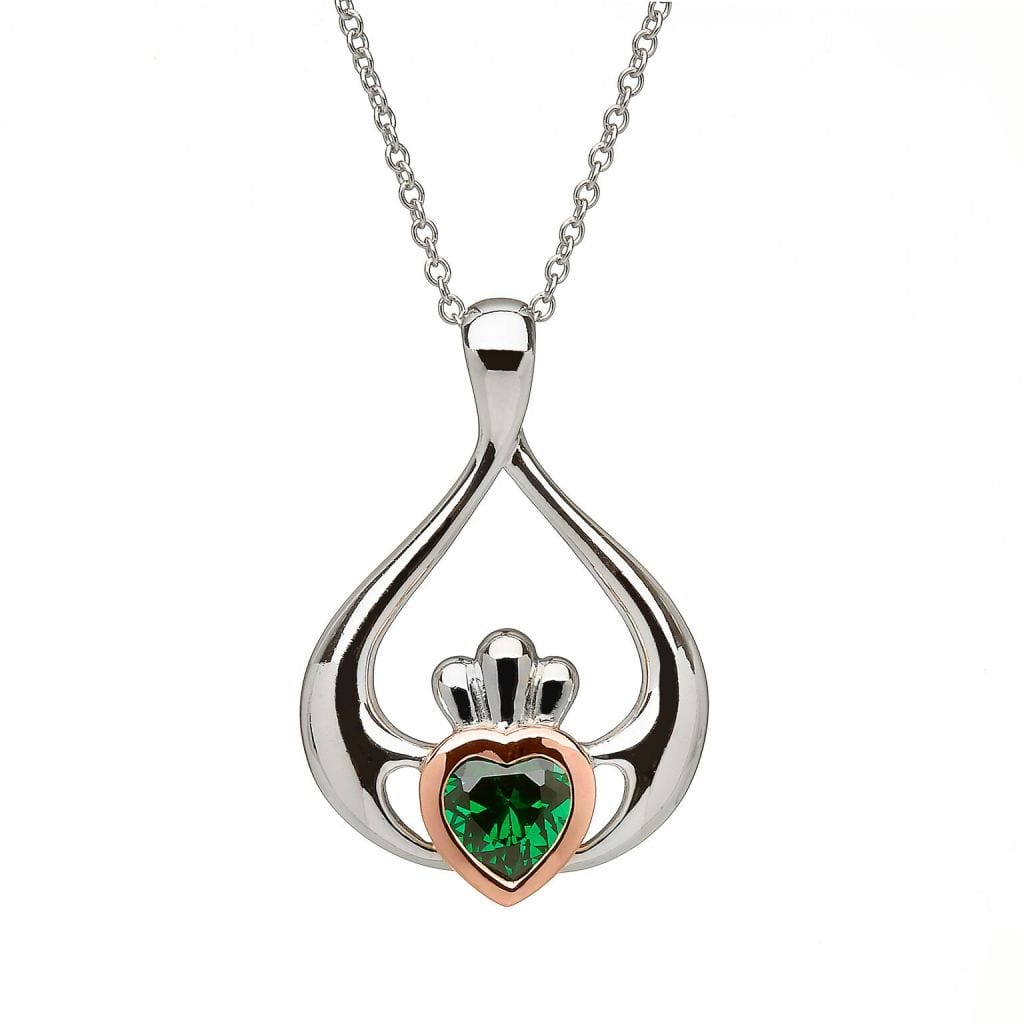 House of Lor Heritage Green Claddagh Pendant - Claddagh Necklace | Fallers