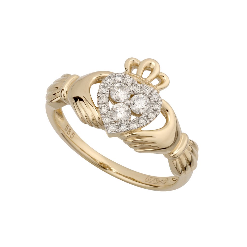 Diamond Claddagh Kiss 14K Gold Ring - Solvar - Fallers.com - Fallers ...